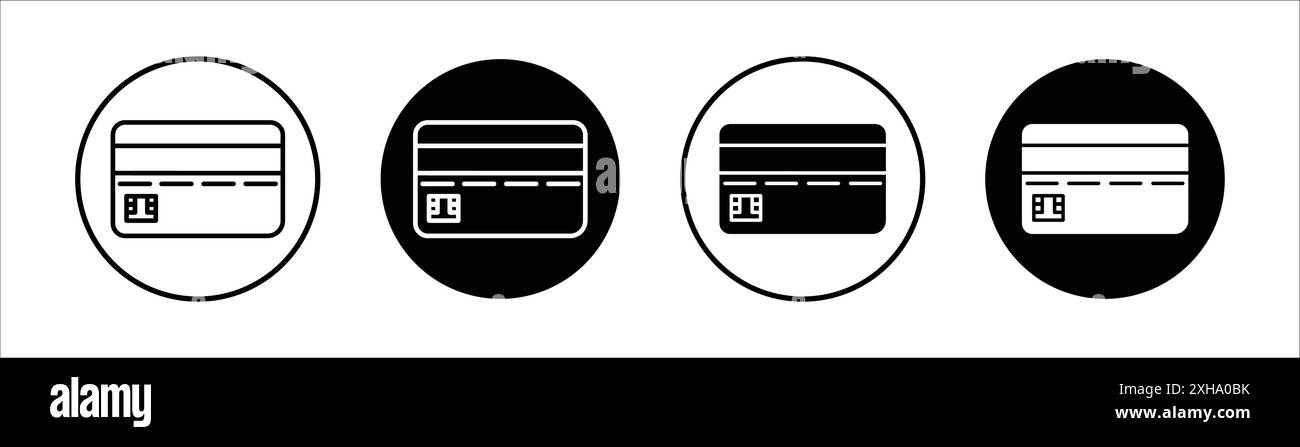 ATM card icon Vector symbol or sign set collection in black and white ...