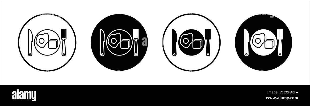 Breakfast icon Vector symbol or sign set collection in black and white ...