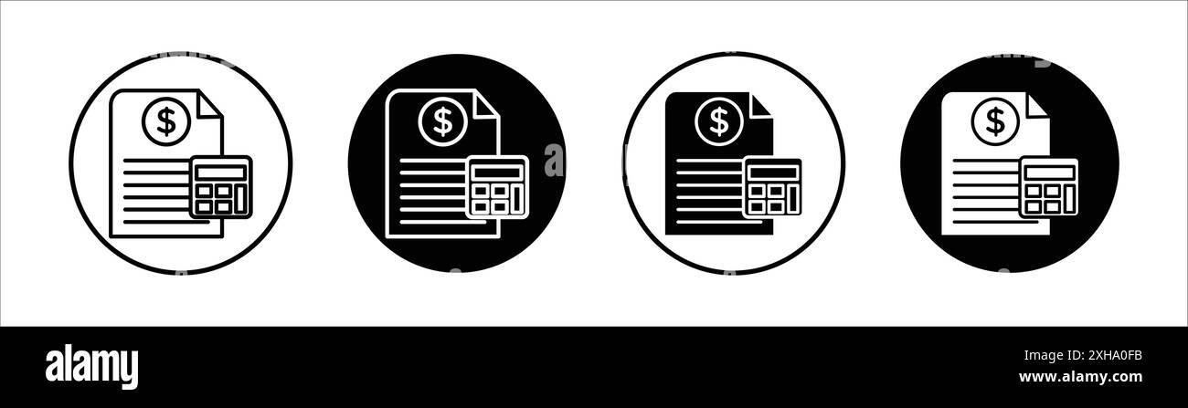 Budget icon Vector symbol or sign set collection in black and white ...