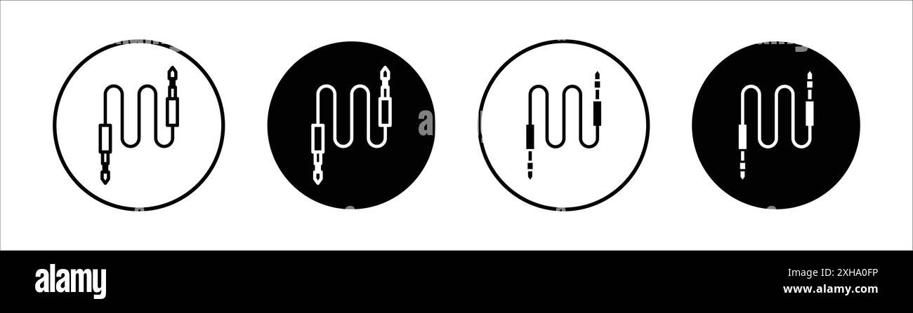 Audio Cable icon Vector symbol or sign set collection in black and ...
