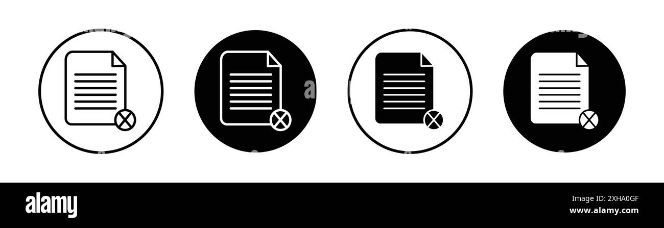 Cancel file icon Vector symbol or sign set collection in black and white outline Stock Vector ...