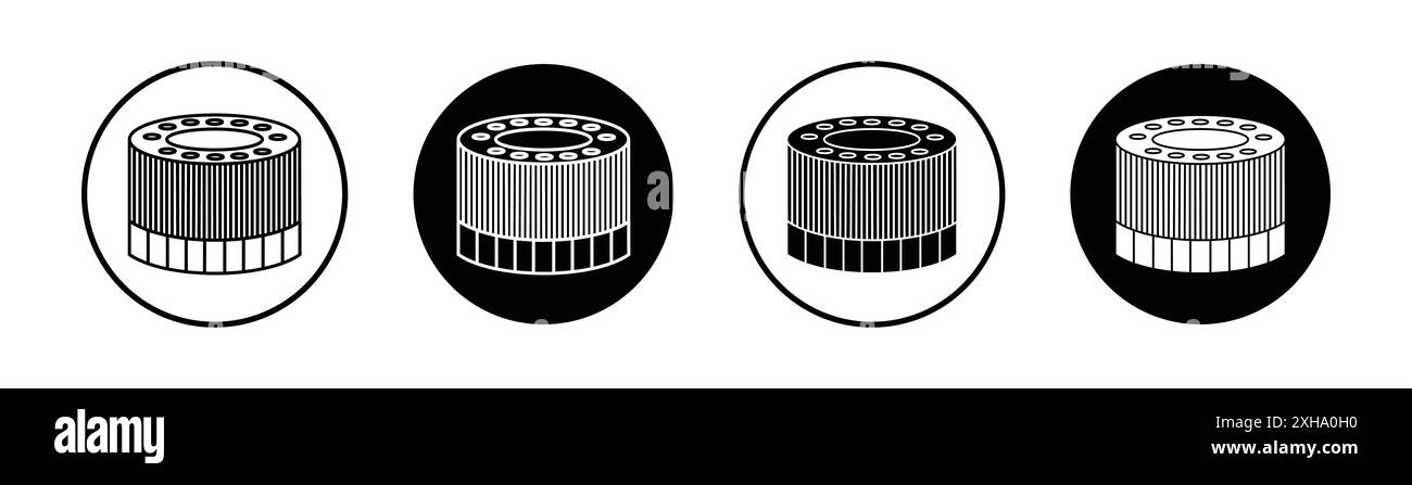 Car oil filter icon Vector symbol or sign set collection in black and ...