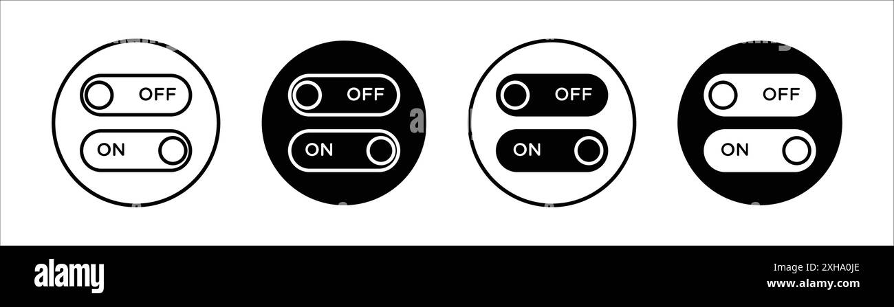 Button on off icon Vector symbol or sign set collection in black and ...