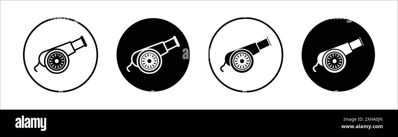Cannon icon Vector symbol or sign set collection in black and white ...