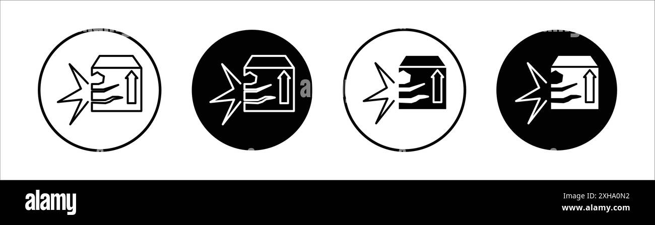 Broken cardboard box icon Vector symbol or sign set collection in black ...