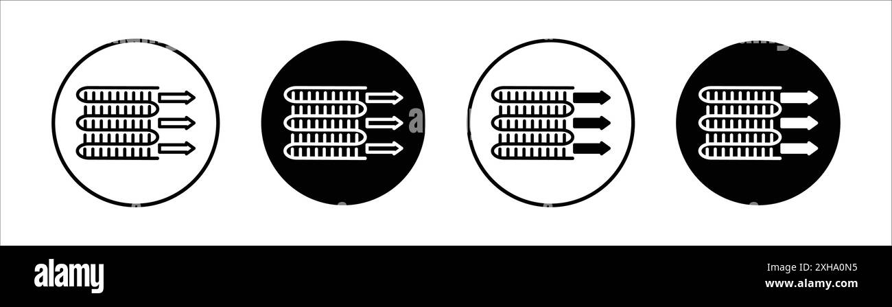 Condenser coil icon Vector symbol or sign set collection in black and ...