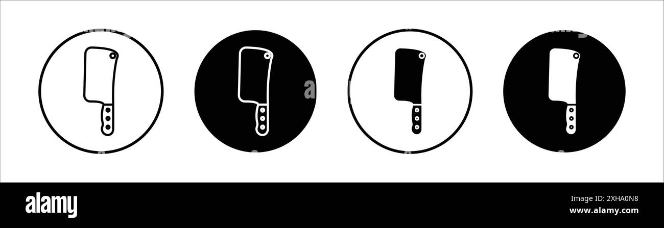 Cleaver for meat icon Vector symbol or sign set collection in black and ...