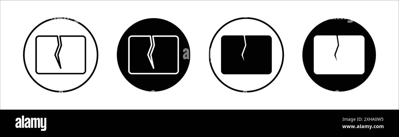 Crack icon Vector symbol or sign set collection in black and white ...