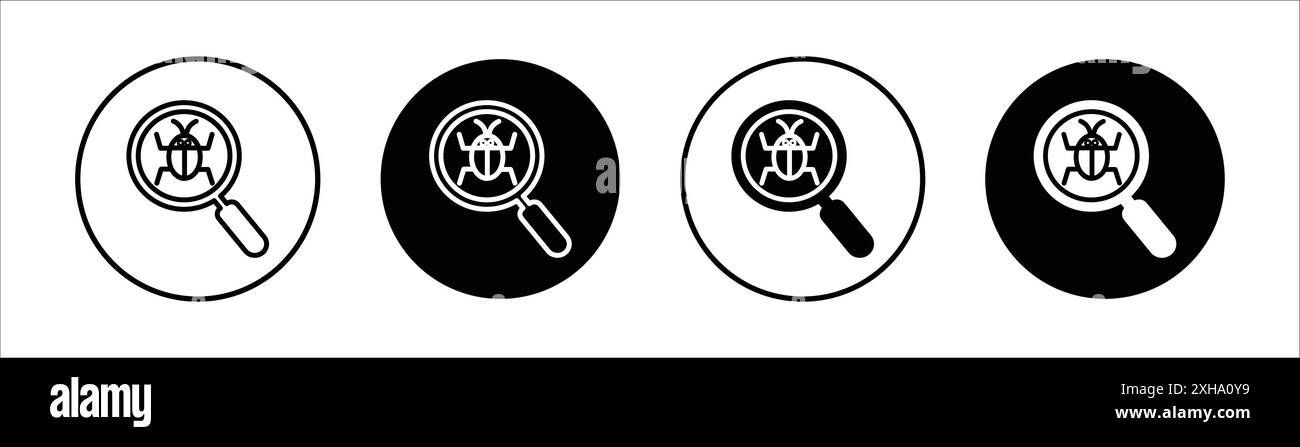 Debug Icon Vector Symbol Or Sign Set Collection In Black And White