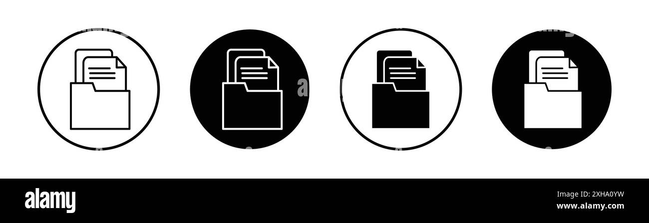 Document archive icon Vector symbol or sign set collection in black and ...