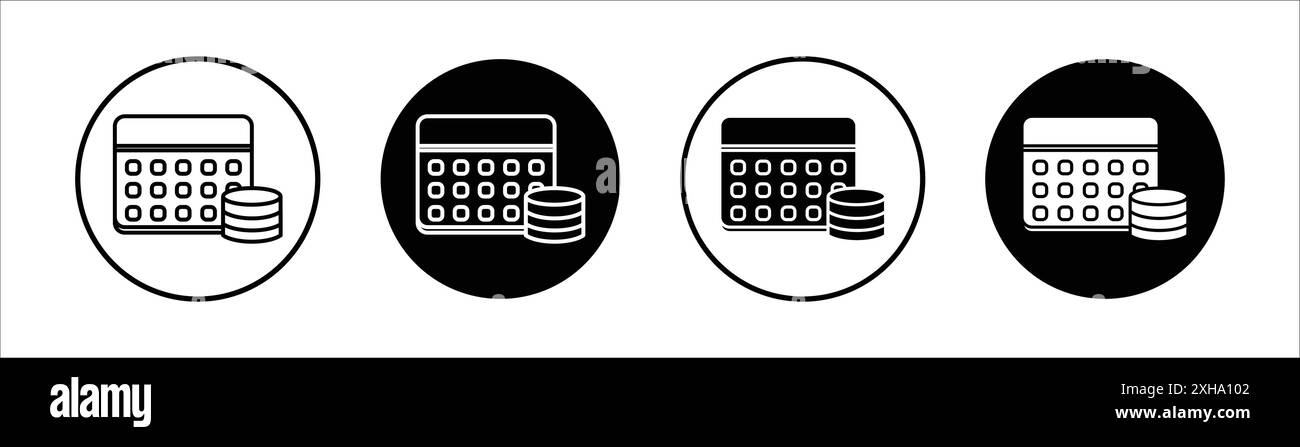 Data table icon Vector symbol or sign set collection in black and white ...