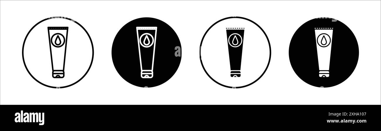 Cream tube icon Vector symbol or sign set collection in black and white ...