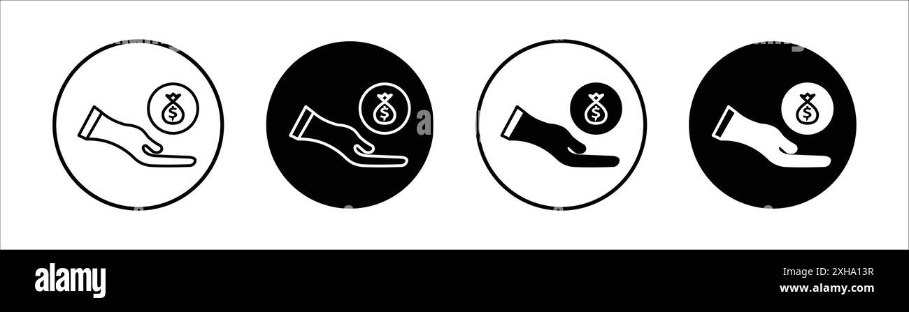 Contribution icon Vector symbol or sign set collection in black and ...
