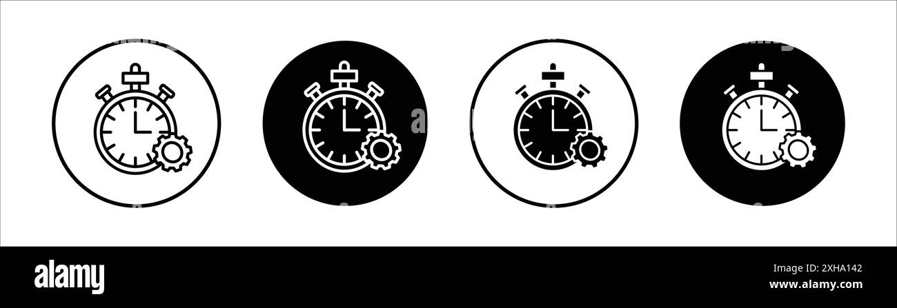 Duration icon Vector symbol or sign set collection in black and white ...