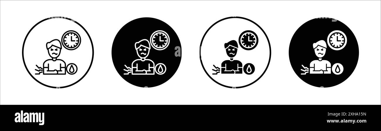 Diarrhea icon Vector symbol or sign set collection in black and white ...