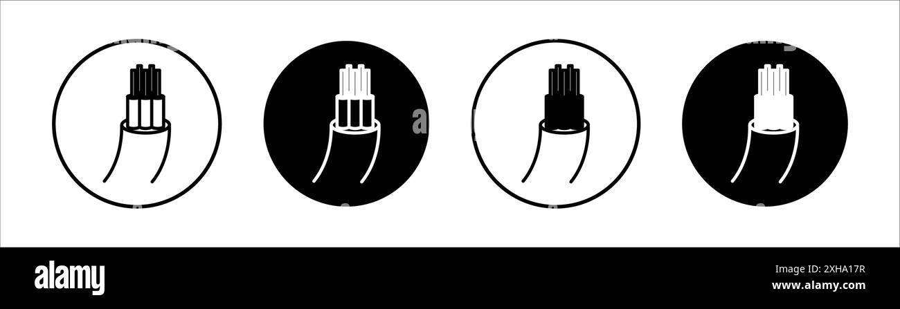 Electric cable icoN Vector symbol or sign set collection in black and ...