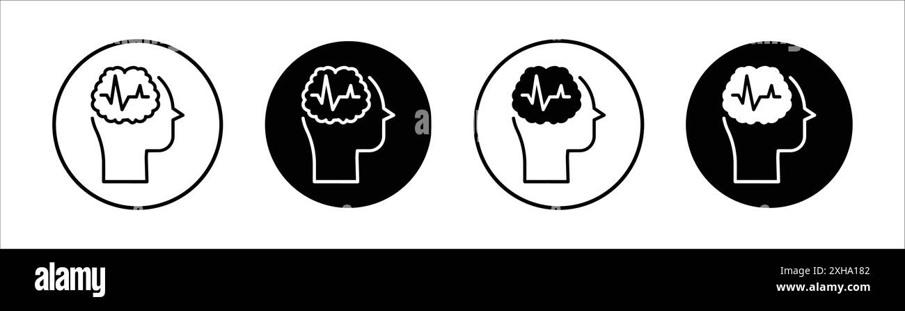 Epilepsy icon Vector symbol or sign set collection in black and white ...