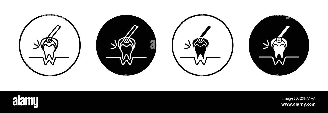 Extraction tooth icon Vector symbol or sign set collection in black and ...