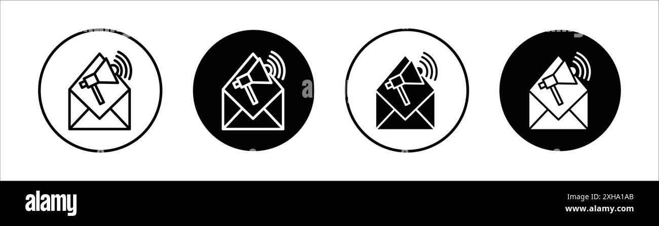 Email marketing icon Vector symbol or sign set collection in black and ...