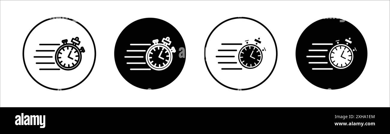 Fast time icon Vector symbol or sign set collection in black and white ...