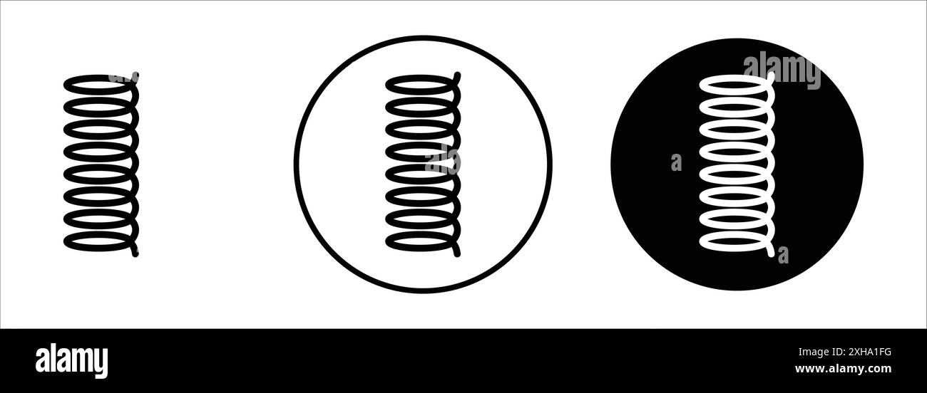 Flexible spring icon Vector symbol or sign set collection in black and ...