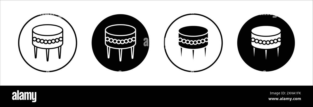Footstool icon Vector symbol or sign set collection in black and white ...