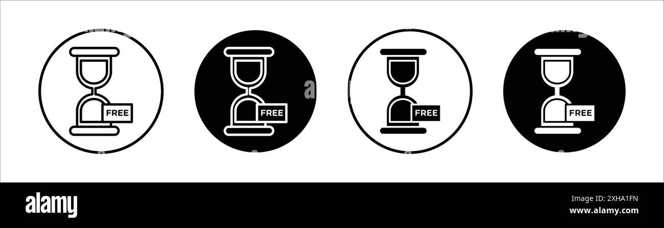 Free time icon Vector symbol or sign set collection in black and white ...