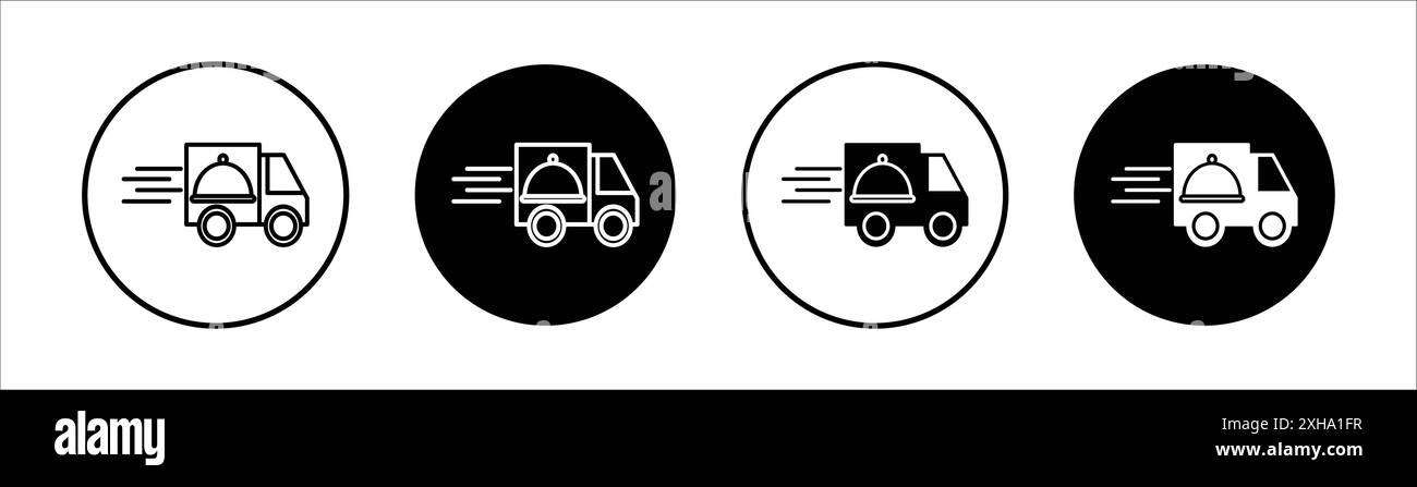 Food delivery icon Vector symbol or sign set collection in black and ...