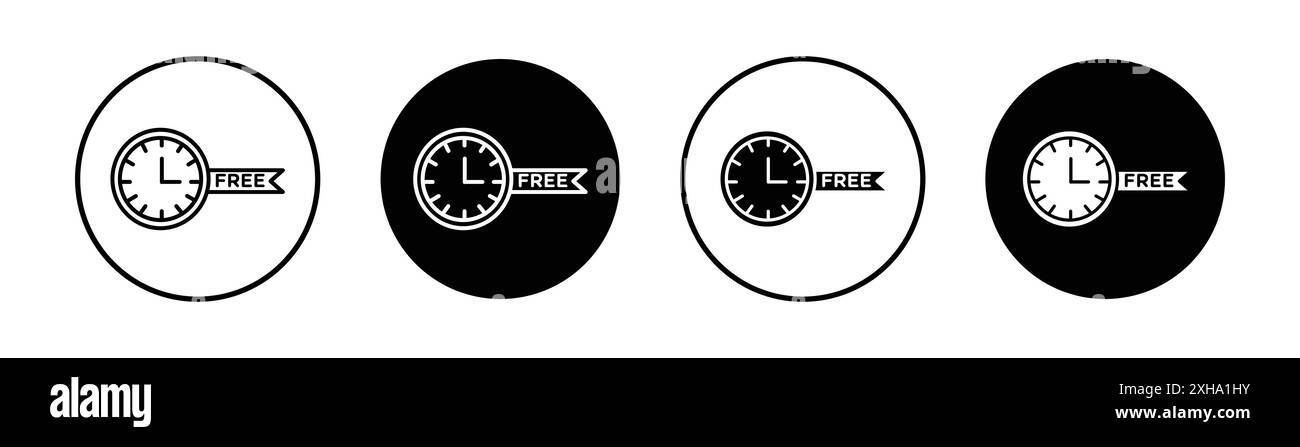 Free time icon Vector symbol or sign set collection in black and white ...