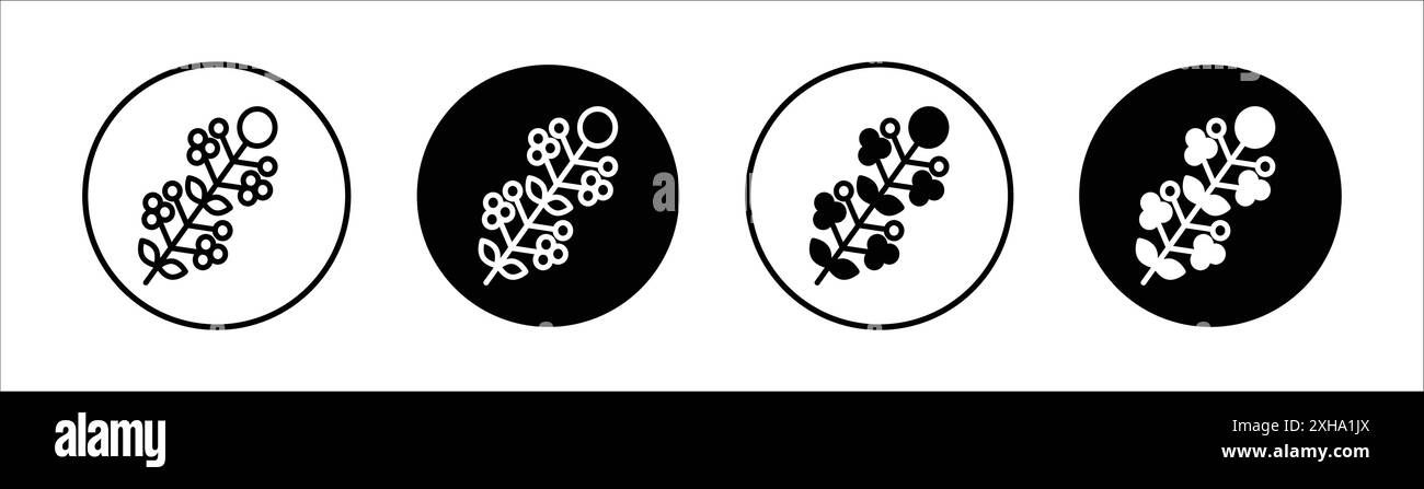 Golden Wattle Icon Vector symbol or sign set collection in black and ...
