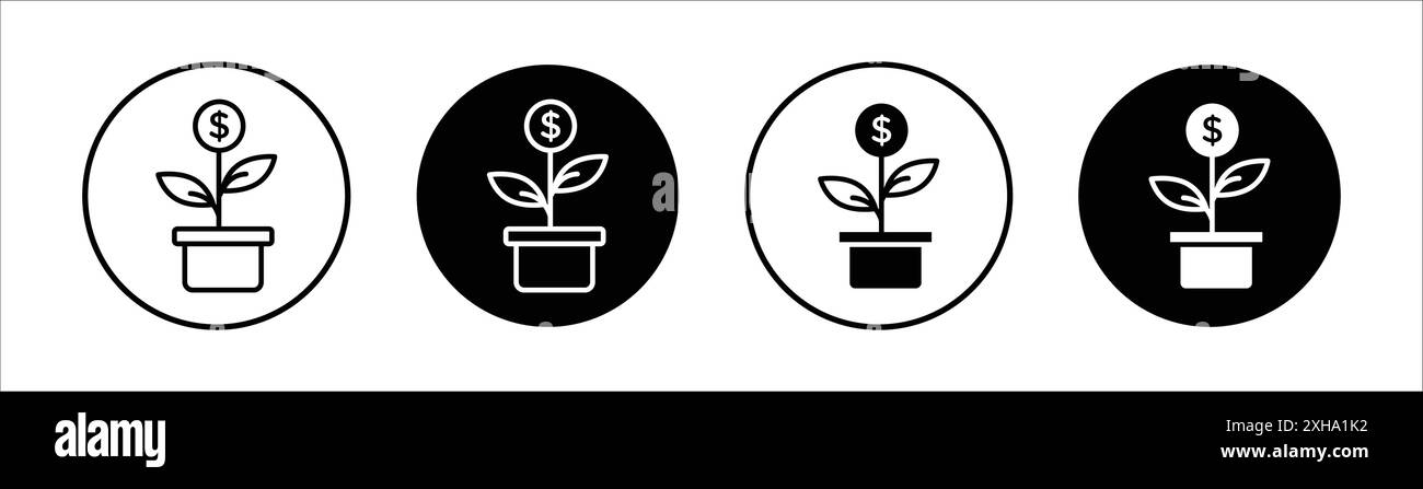 Fund growth icon Vector symbol or sign set collection in black and ...
