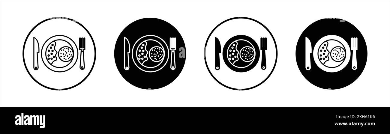 Fried Rice icon Vector symbol or sign set collection in black and white ...