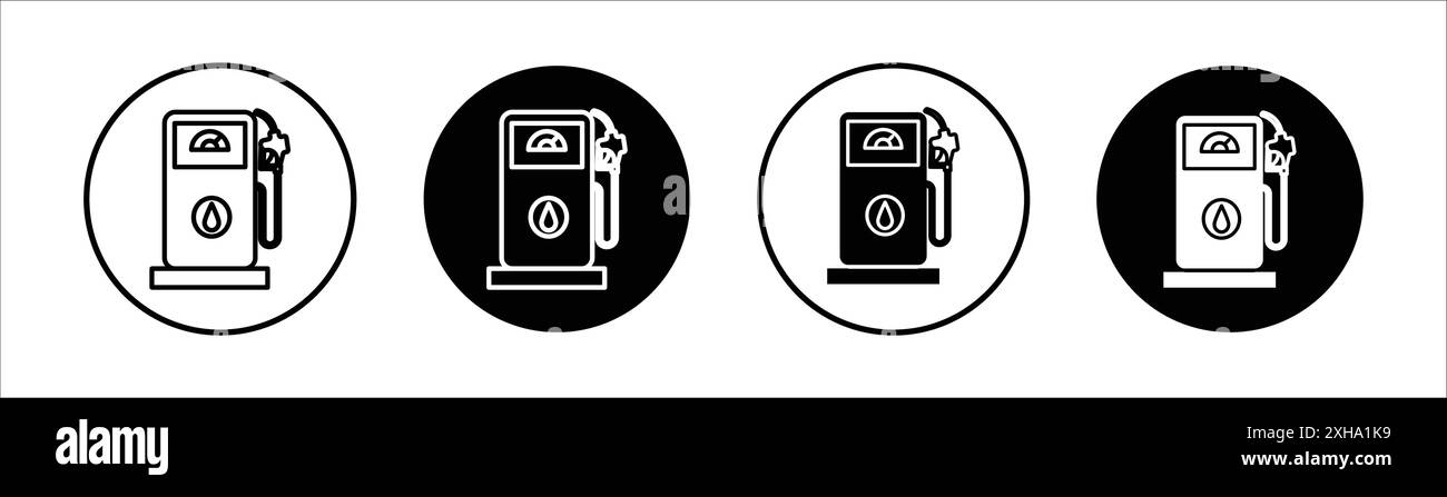 Fuel pump icon Vector symbol or sign set collection in black and white ...