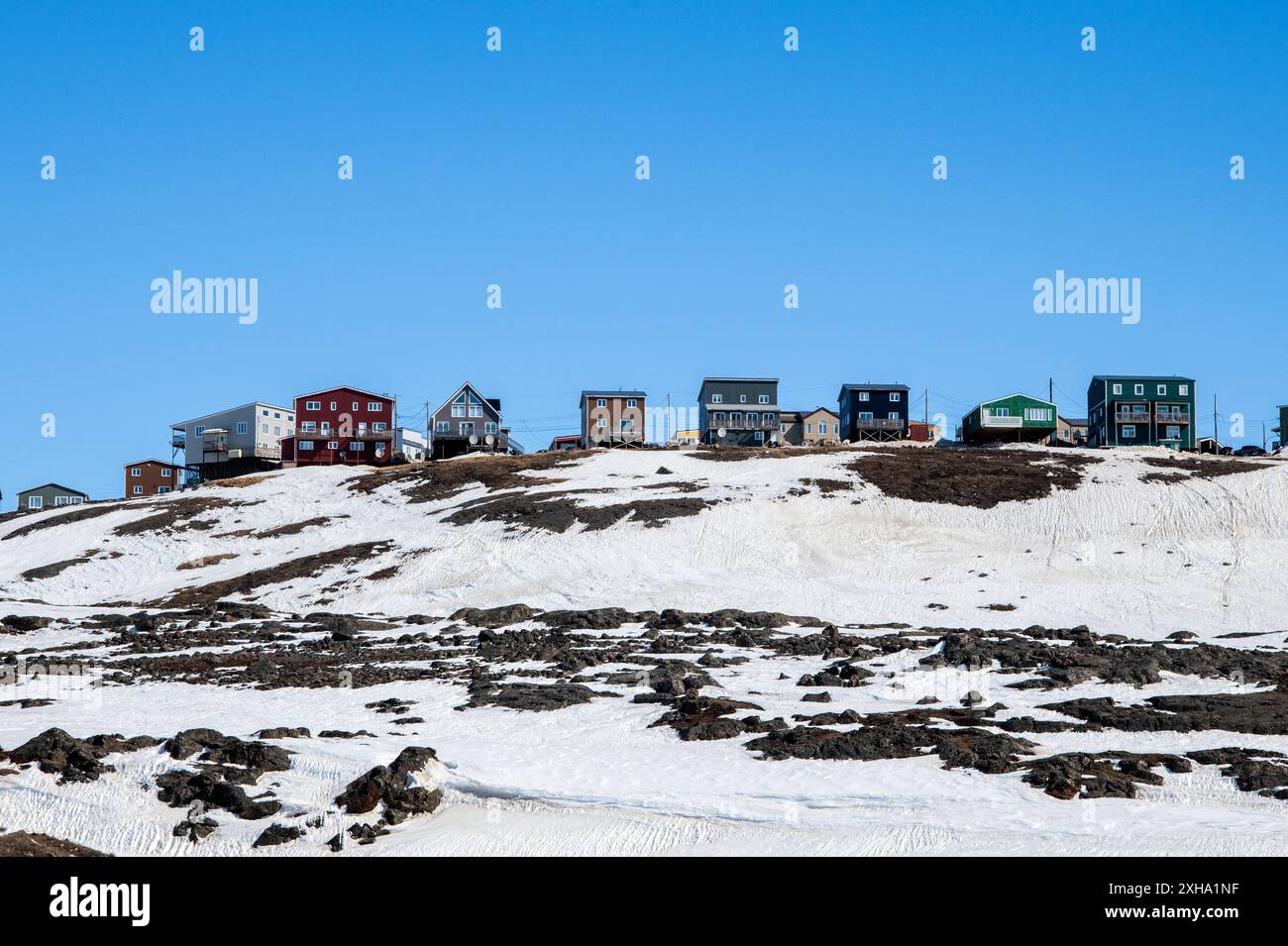 View of the apartment buildings on the hill from Qajisarvik Road in ...