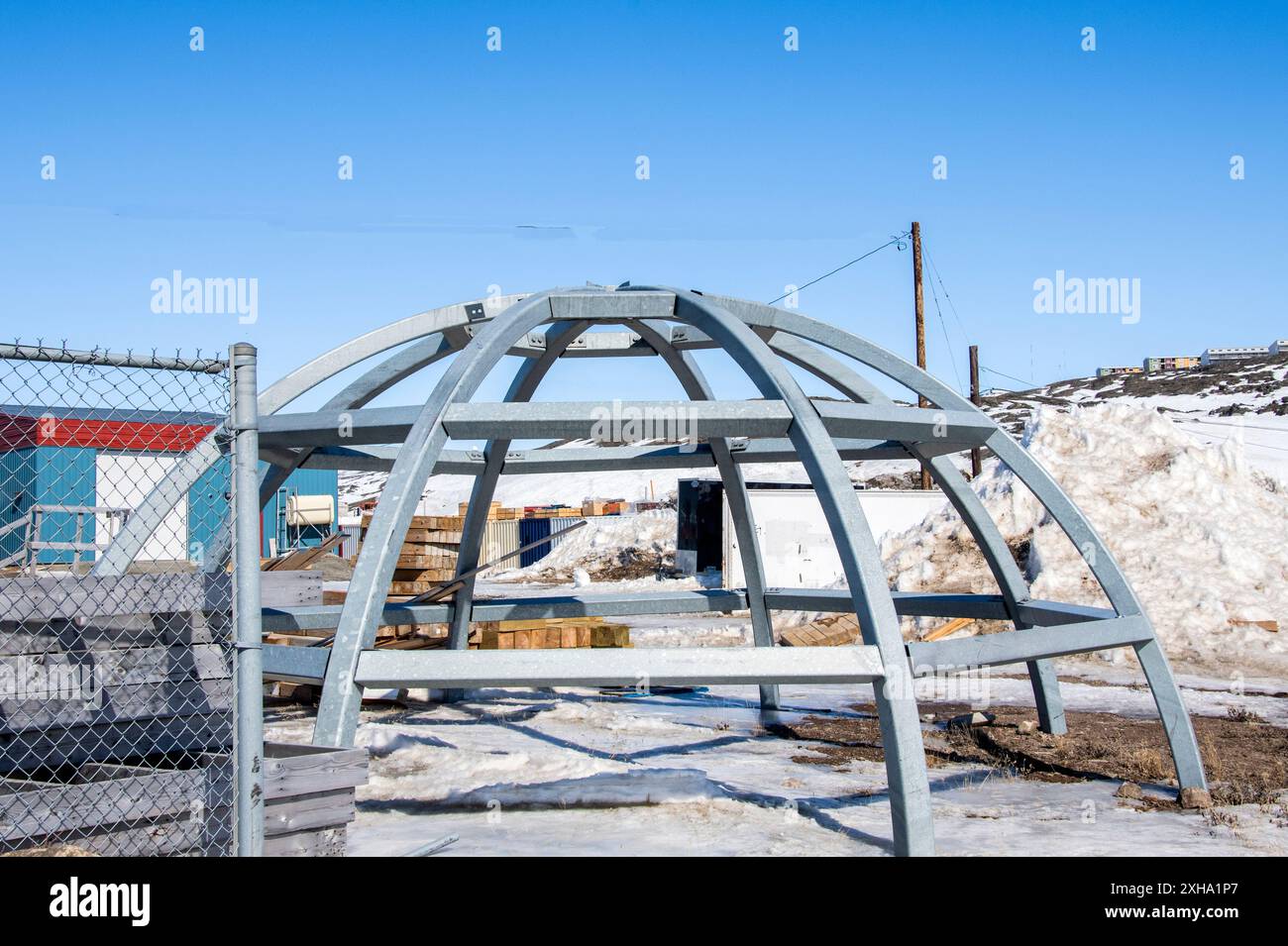 Steel igloo on Federal Road in Iqaluit, Nunavut, Canada Stock Photo - Alamy