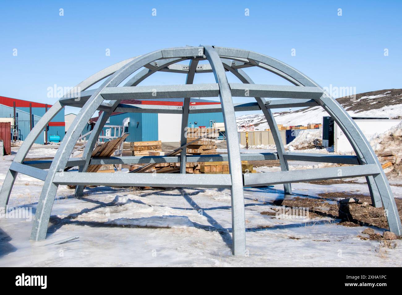 Steel igloo on Federal Road in Iqaluit, Nunavut, Canada Stock Photo - Alamy