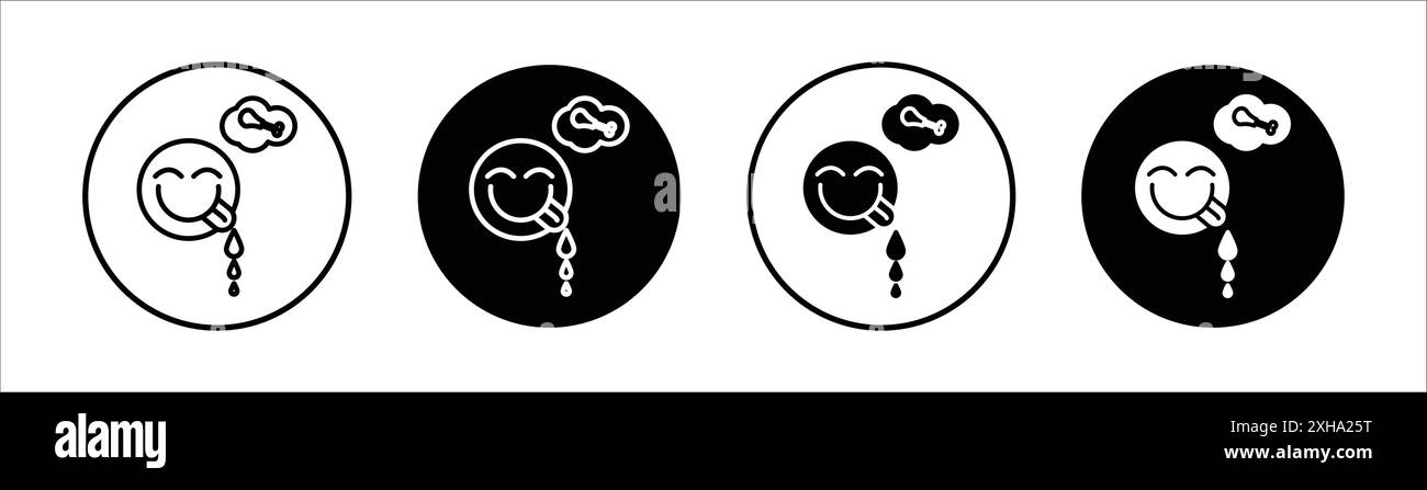Hungry icon Vector symbol or sign set collection in black and white ...
