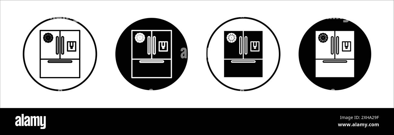 Fridge icon Vector symbol or sign set collection in black and white ...