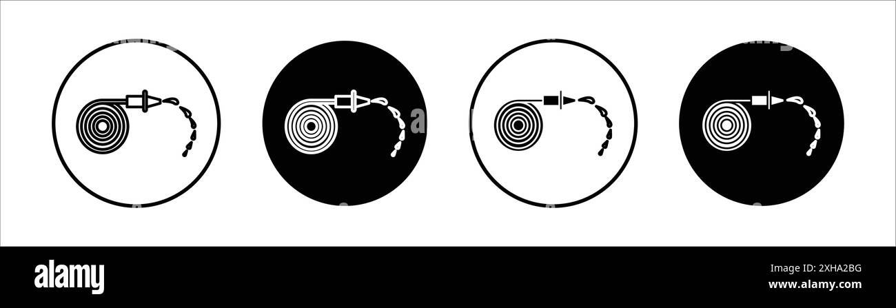Hose icon Vector symbol or sign set collection in black and white ...