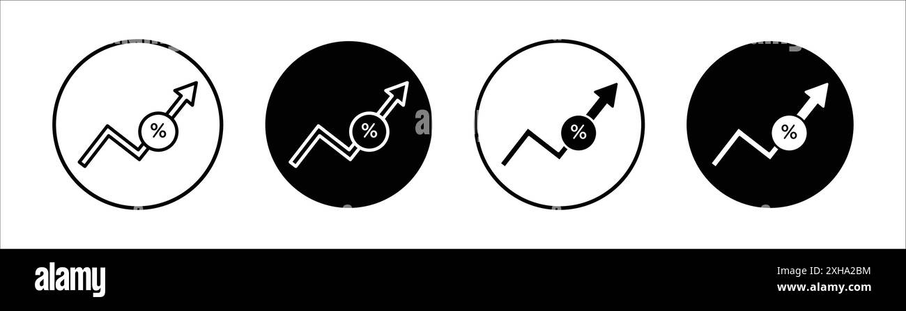 Increase rate icon Vector symbol or sign set collection in black and ...