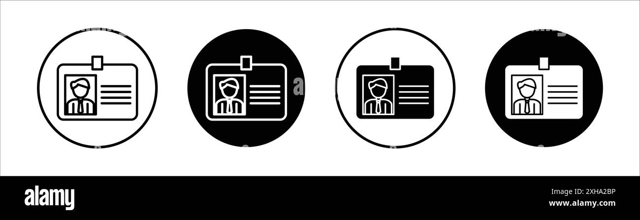 Identification badge icon Vector symbol or sign set collection in black ...