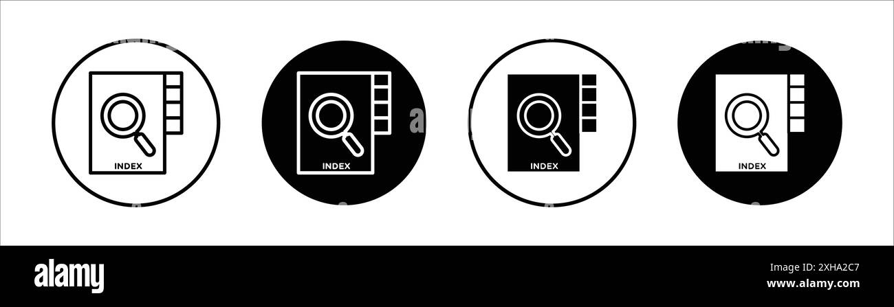 Index icon Vector symbol or sign set collection in black and white ...