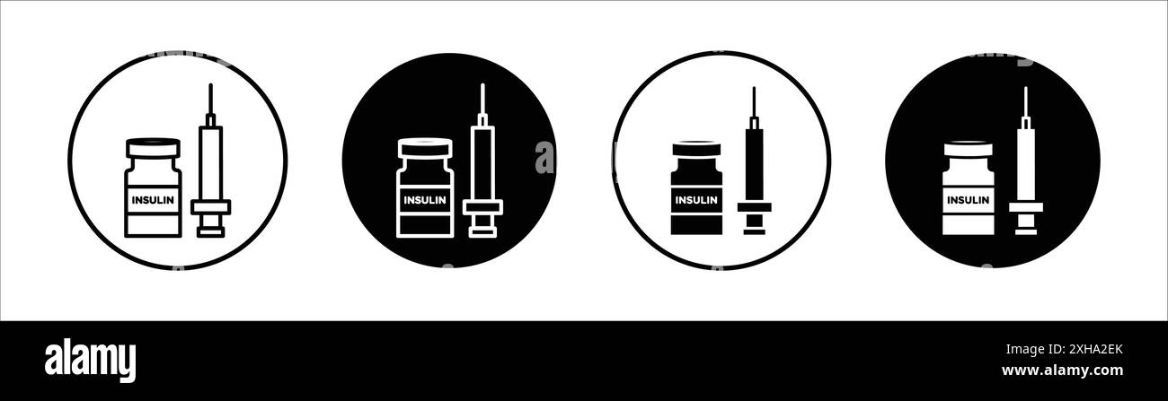 Insulin icon Vector symbol or sign set collection in black and white ...