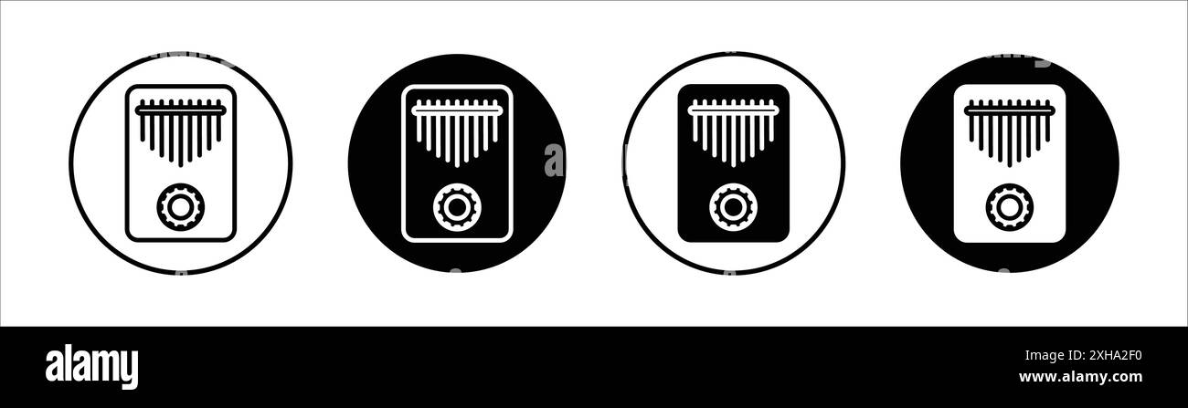 Kalimba Icon Vector symbol or sign set collection in black and white ...