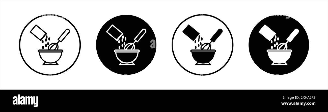 Ingredients mix icon Vector symbol or sign set collection in black and ...