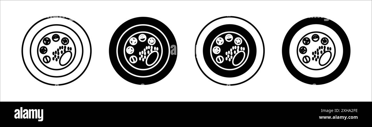 Indian thali icon Vector symbol or sign set collection in black and ...