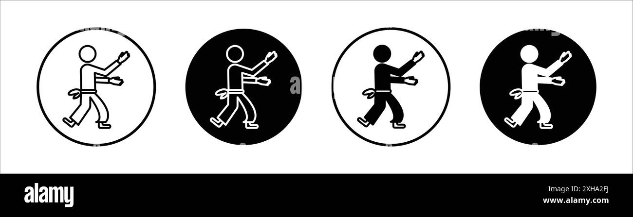 Karate fighter icon Vector symbol or sign set collection in black and ...
