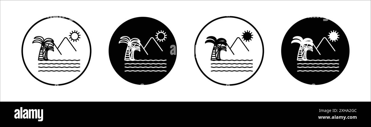 Lake icon Vector symbol or sign set collection in black and white outline Stock Vector Image ...