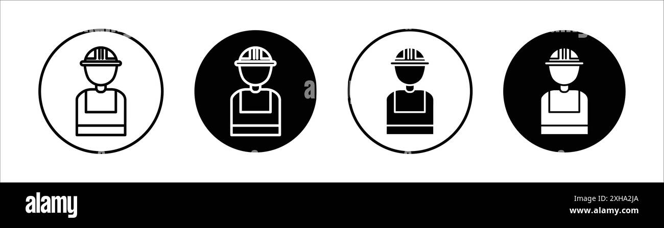 Labour icon Vector symbol or sign set collection in black and white outline Stock Vector Image ...