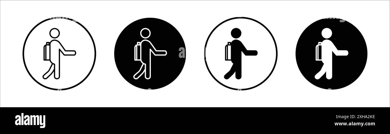Man with backpack icon Vector symbol or sign set collection in black ...